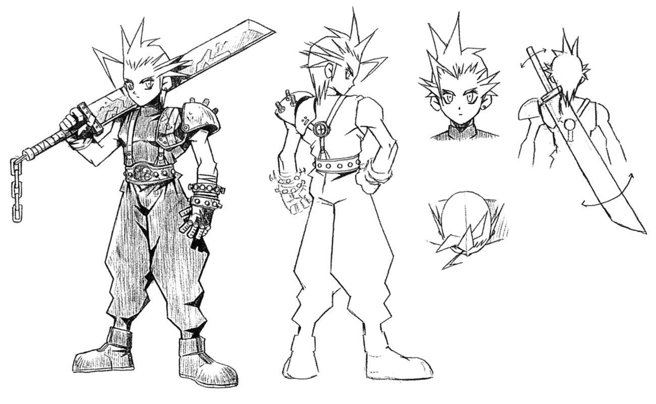 Cloud Early Concept Sketch - Final Fantasy VII Art Gallery