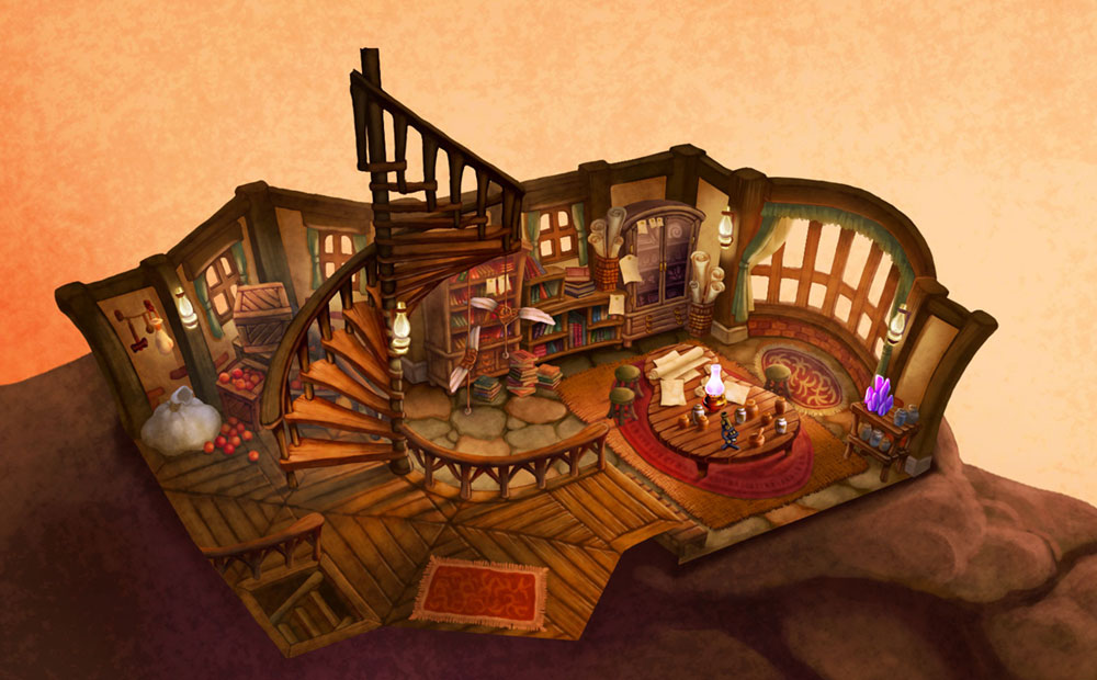 Lookout Cabin Interior Art - Golden Sun: Dark Dawn Art Gallery