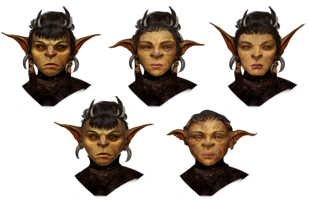 Goblin Female Faces Concept Art - Baldur's Gate III Art Gallery